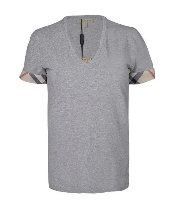Burberry V-neck Checked T-shirt