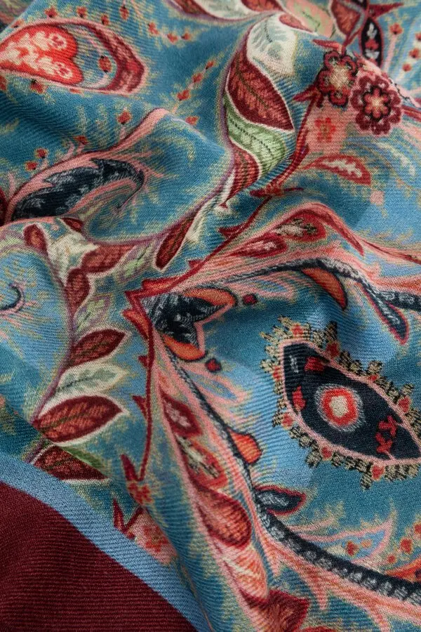 Etro Wool And Cashmere Scarf With Placed Print