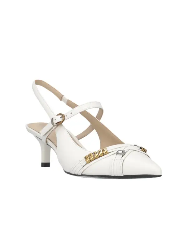 Pinko Pointed Toe Slingback Pumps - White