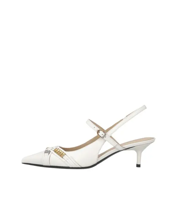 Pinko Pointed Toe Slingback Pumps - White