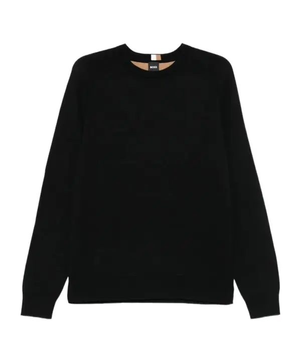 Hugo Boss Boss Regular-fit Jumper With Round Neck - Black