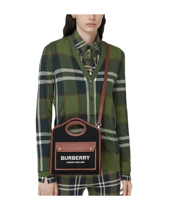 Burberry Logo Embroidered Cut-out Tote Bag