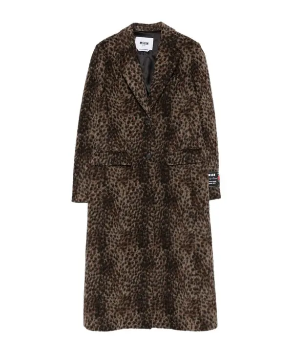 MSGM Single-breasted Long Coat With Lapel Collar