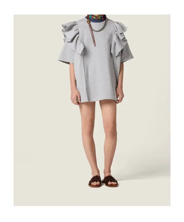 Miu Miu Ruffled Crewneck Dress