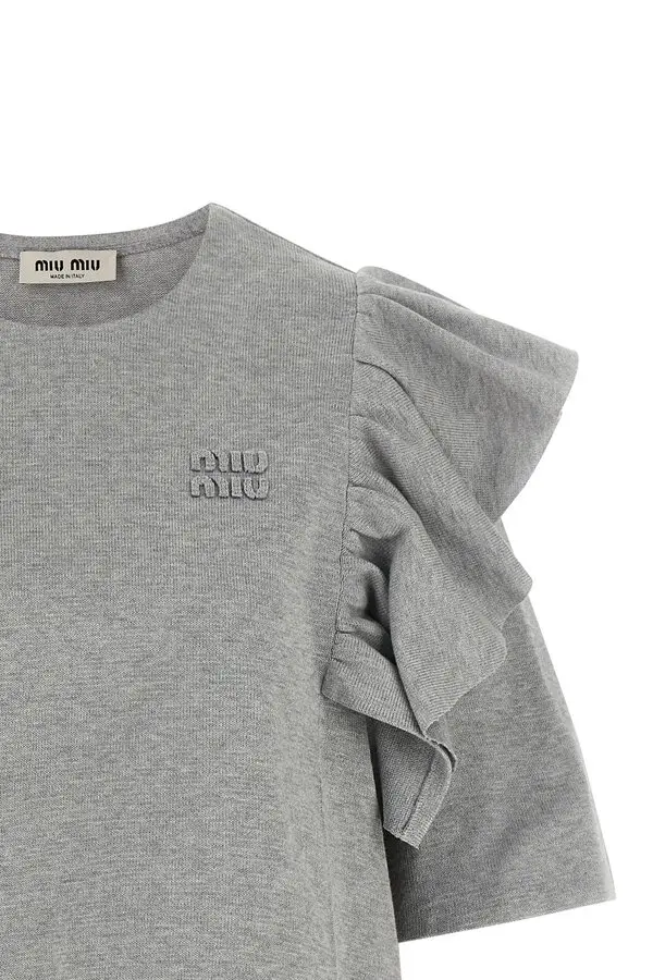 Miu Miu Ruffled Crewneck Dress