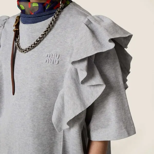 Miu Miu Ruffled Crewneck Dress