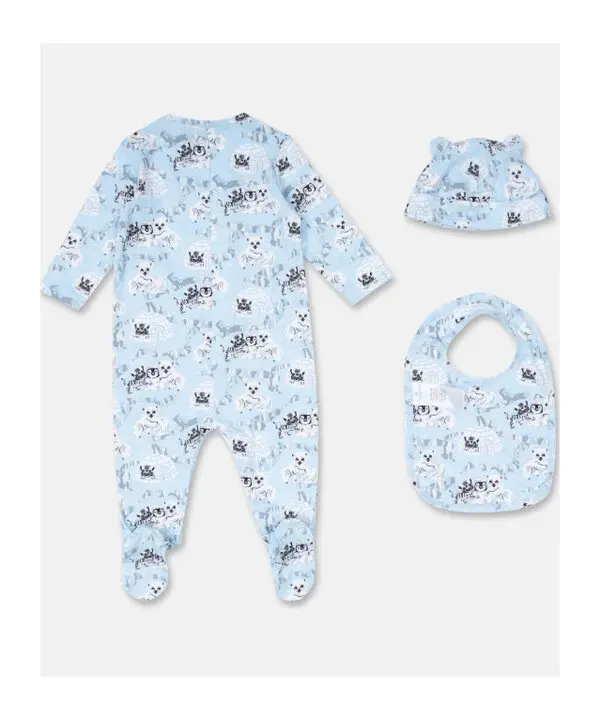 Kenzo Baby Boys' Printed One-piece, Bib, And Beanie Set