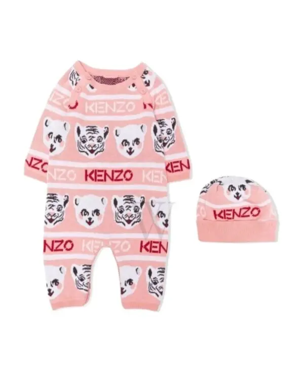 Kenzo Baby Suit And Hat Set With Inlaid Logo