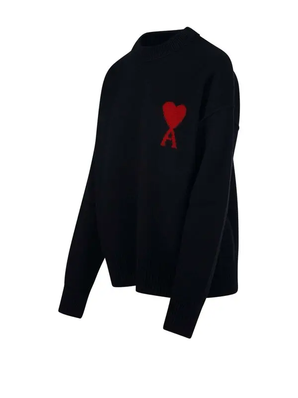 AMI Paris De Coeur Crewneck Jumper - Black
