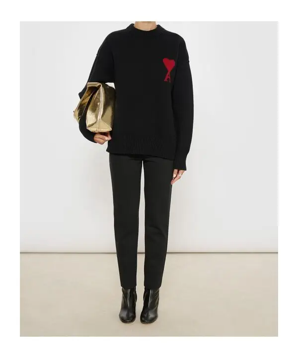 AMI Paris De Coeur Crewneck Jumper - Black