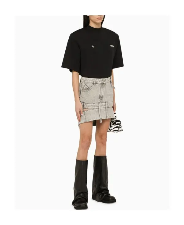 Attico Cut-out Denim Mini Skirt