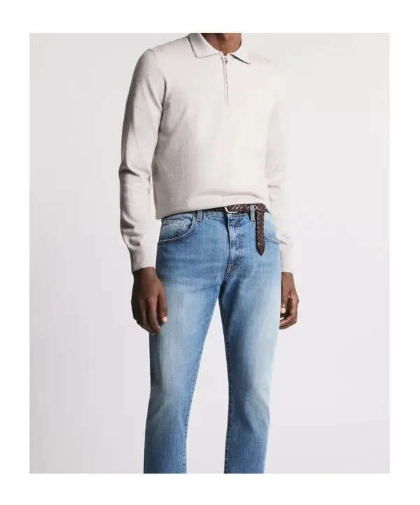 FAY Zip-collar Wool Polo Shirt