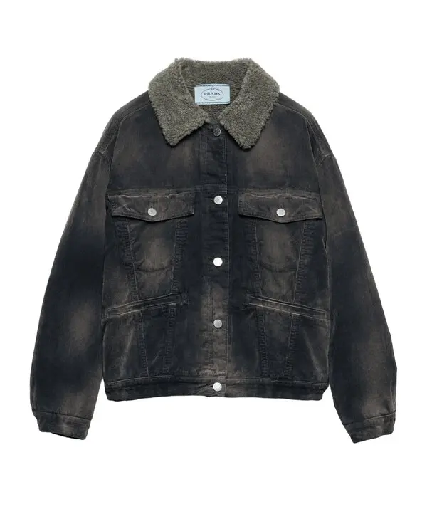 Prada Corduroy Blouson Jacket With Fleece Lining