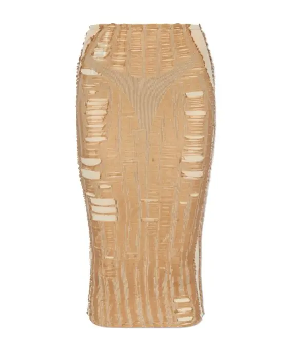 DIESEL® M-calina Distressed Seamless Midi Skirt - Beige