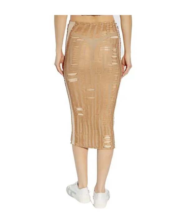 DIESEL® M-calina Distressed Seamless Midi Skirt - Beige