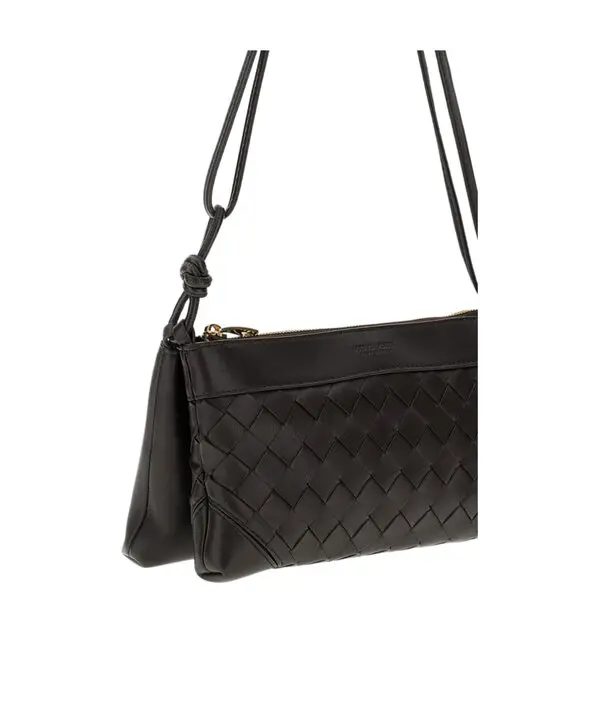 Bottega Veneta Double Patch Intrecciato Shoulder Bag - Black