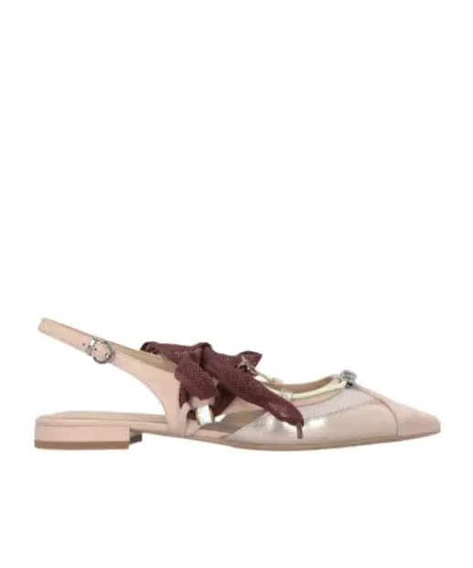 Pinko Bow Pointed Toe Slingback Pumps - Nude