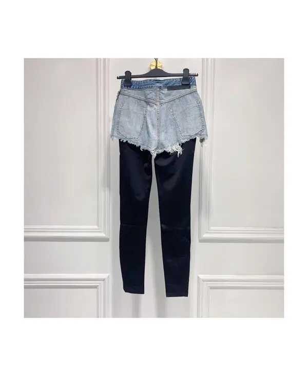 BEN TAVERNITI UNRAVEL PROJECT Stretch Leggings With Detached Denim Shorts Detail