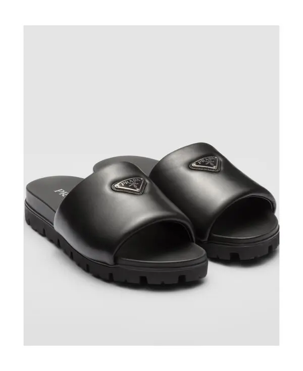 Prada Triangle Logo Plaque Slides