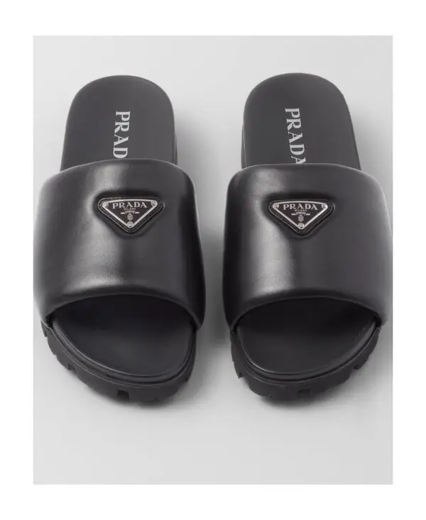 Prada Triangle Logo Plaque Slides