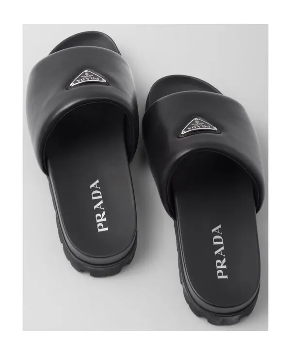 Prada Triangle Logo Plaque Slides