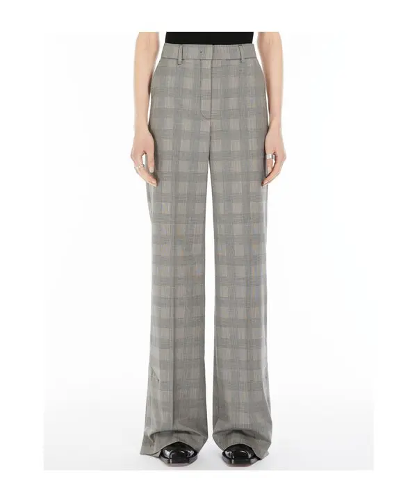 Sportmax Batun Checked Straight Leg Trousers - Gray