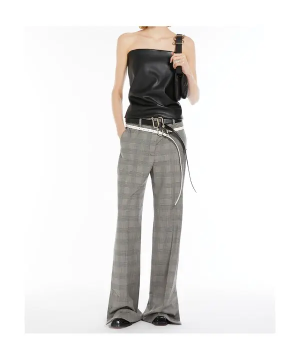 Sportmax Batun Checked Straight Leg Trousers - Gray