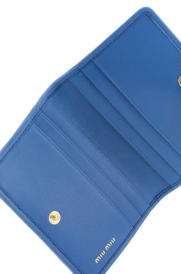 Miu Miu Logo-lettering Matelassé Cardholder - Blue