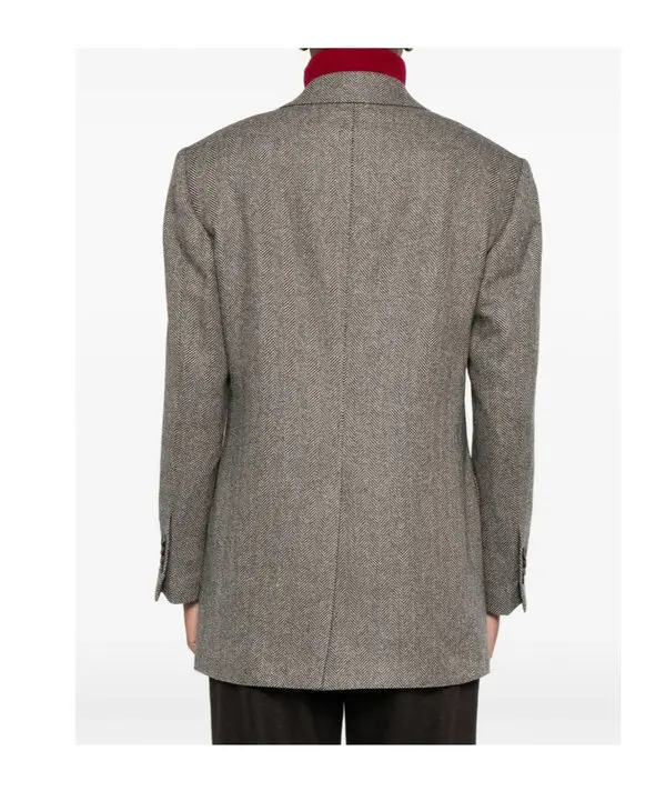 Tagliatore Long-sleeved Herringbone Double-breasted Blazer