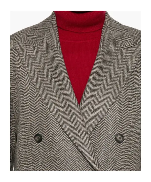 Tagliatore Long-sleeved Herringbone Double-breasted Blazer