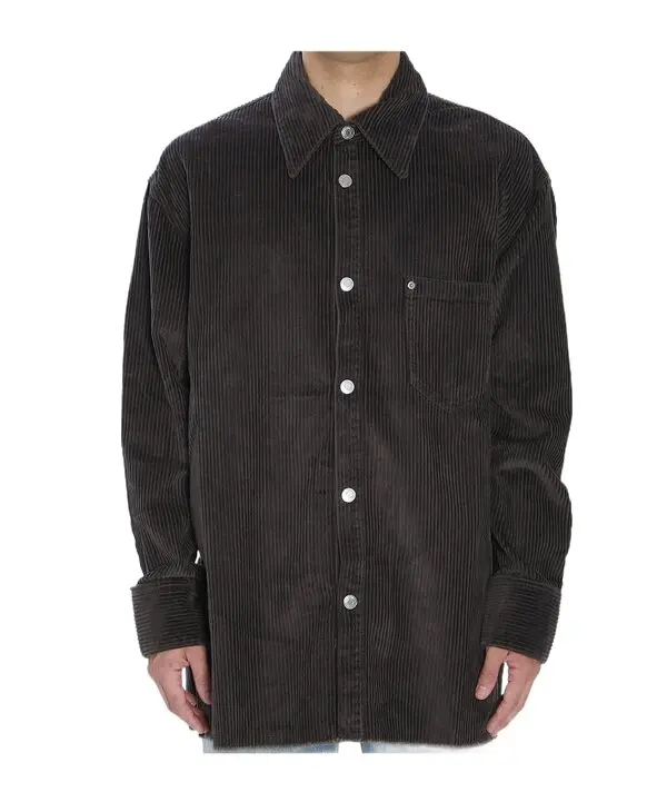 AMI Paris Corduroy Velvet Overshirt - Black