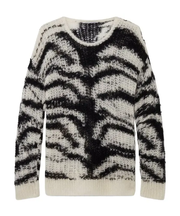Stella McCartney All-over Patterned Crewneck Jumper - Black/white