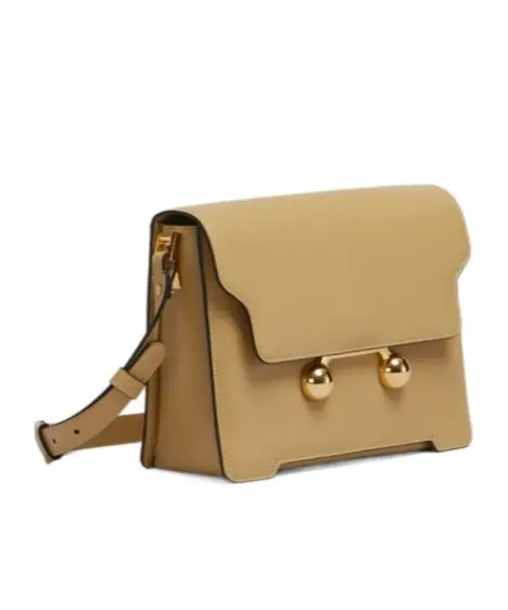 Marni Trunkaroo Foldover Top Medium Shoulder Bag - Nude
