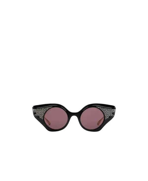 Gucci Cat-eye Framed Sunglasses With Crystal Embellishments - Gray