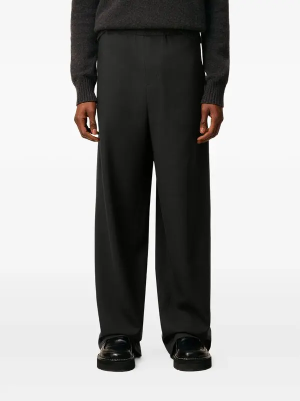 AMI Paris Elasticated Patch-pocket Wide-leg Trousers - Black