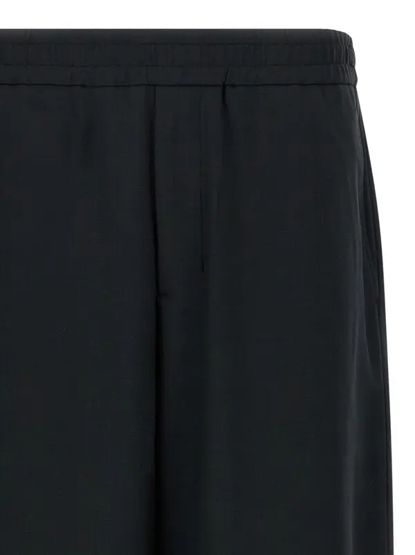 AMI Paris Elasticated Patch-pocket Wide-leg Trousers - No
