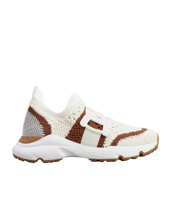 TOD'S Logo Patch Knit Slip-on Sneakers - White