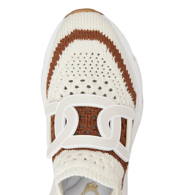 TOD'S Logo Patch Knit Slip-on Sneakers - White