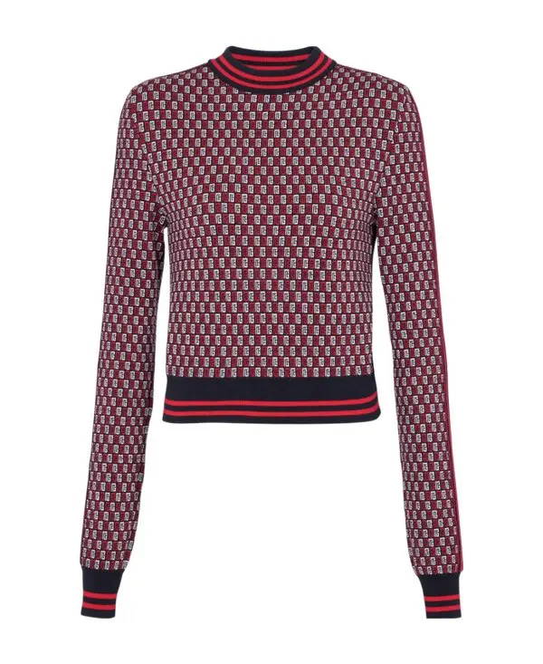 Balmain Monogrammed Cropped Knit Jumper
