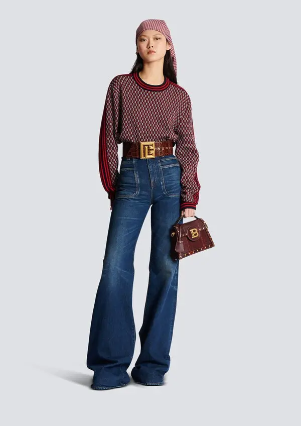 Balmain Monogrammed Cropped Knit Jumper