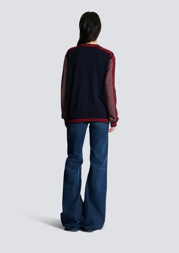 Balmain Monogrammed Cropped Knit Jumper