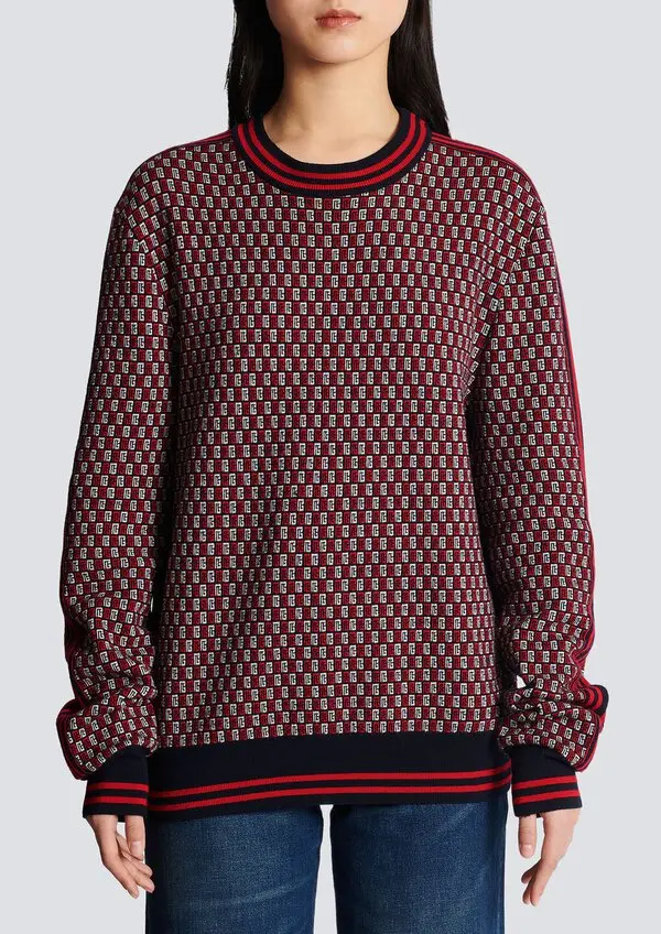 Balmain Monogrammed Cropped Knit Jumper