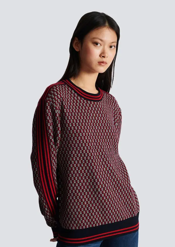 Balmain Monogrammed Cropped Knit Jumper