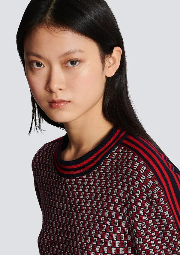 Balmain Monogrammed Cropped Knit Jumper