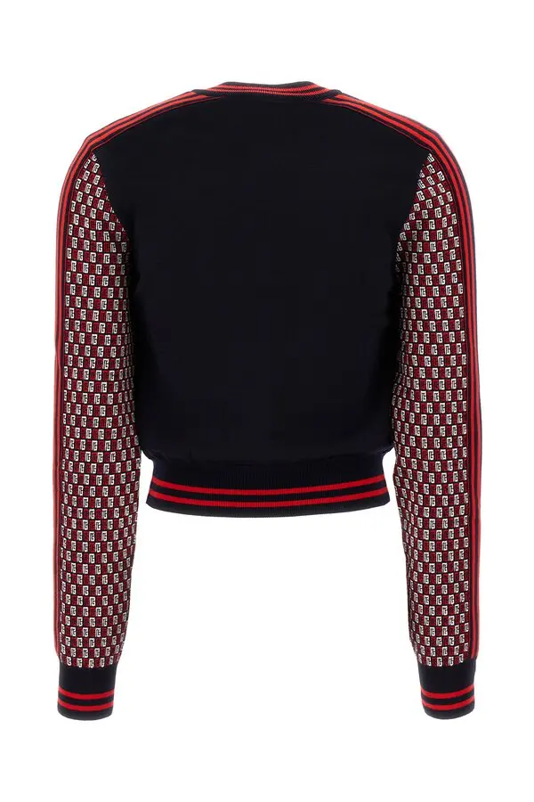 Balmain Monogrammed Cropped Knit Jumper