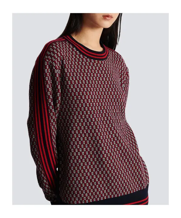 Balmain Monogrammed Cropped Knit Jumper