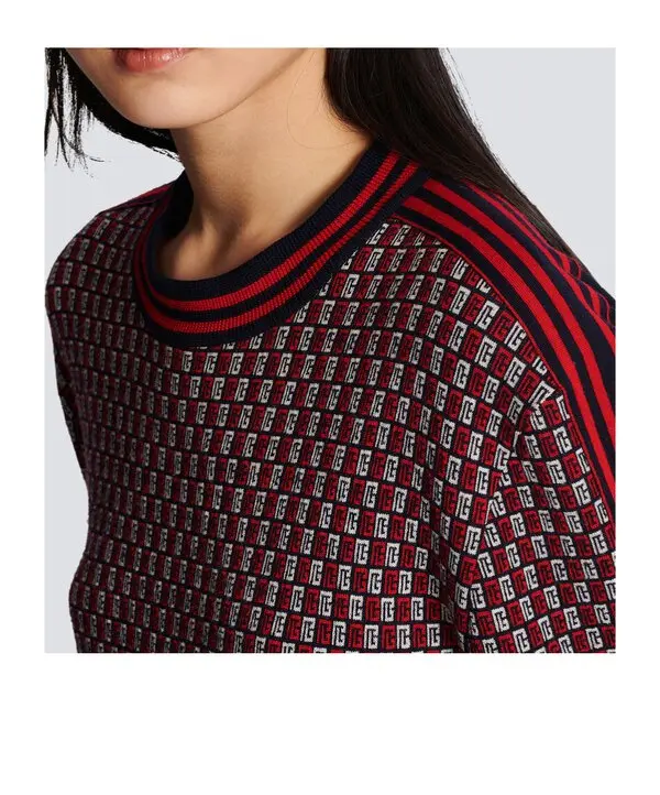 Balmain Monogrammed Cropped Knit Jumper