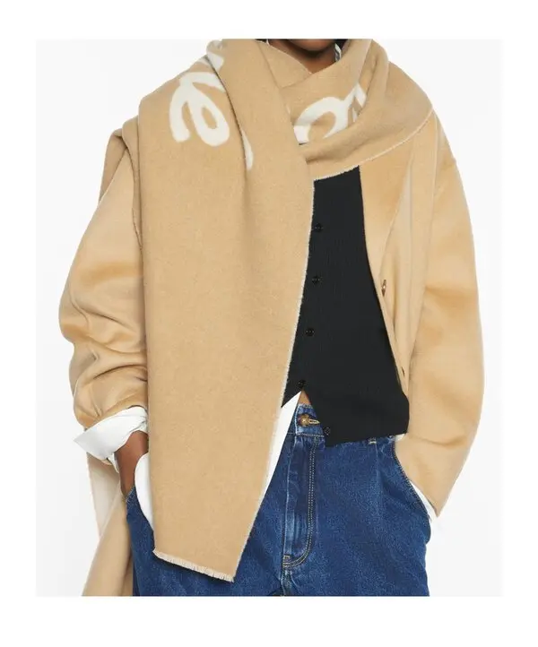 Maison Kitsuné Handwriting Scarf - Light Camel