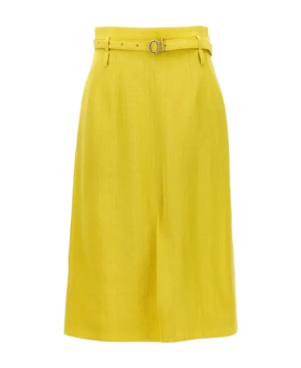 JIL SANDER Belted Midi Skirt - Yellow