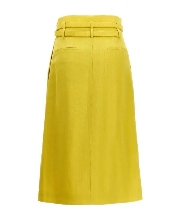 JIL SANDER Belted Midi Skirt - Yellow
